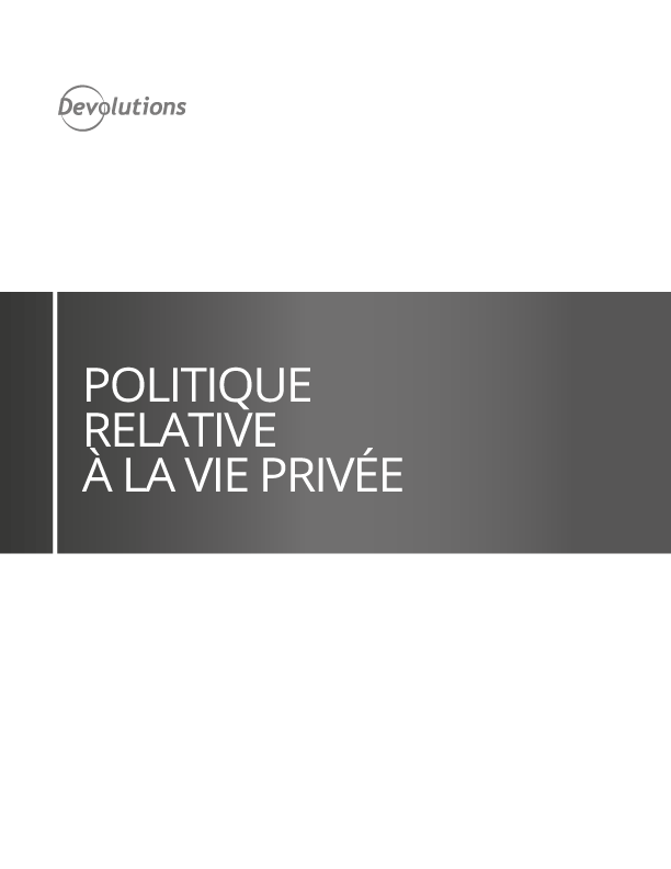 Sécurité, Légal & Vie privée - Devolutions